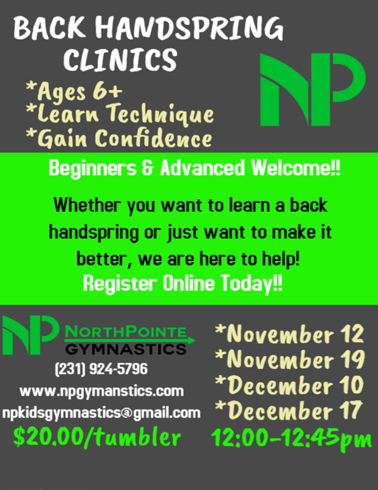 Back Handspring Clinic - NorthPointe Gymnastics